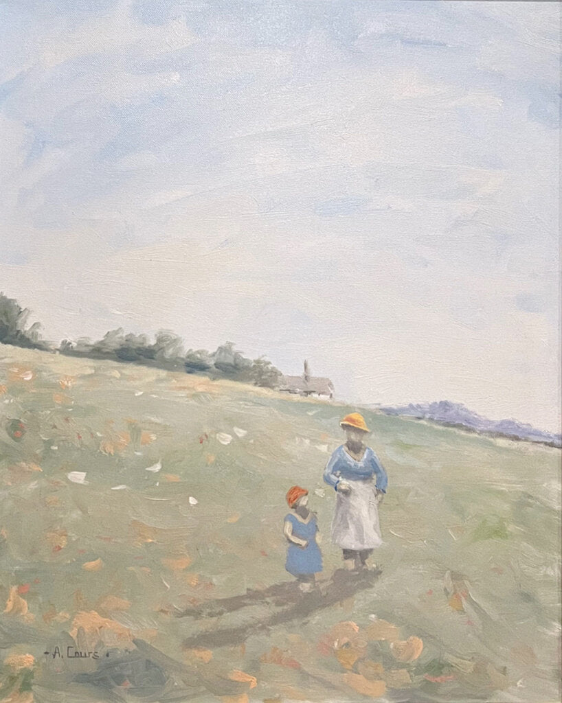 Alan D. Cours. Mother with Child in the Field. Oil on Canvas ...